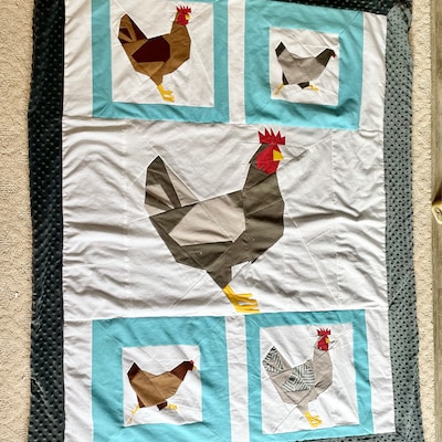Chicken, 12 Inch Foundation Quilt Block Pattern From the Farm Animal ...