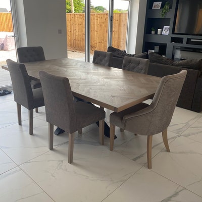 Parquet / Chevron Dining Table Solid Oak Made to Measure / Bespoke ...