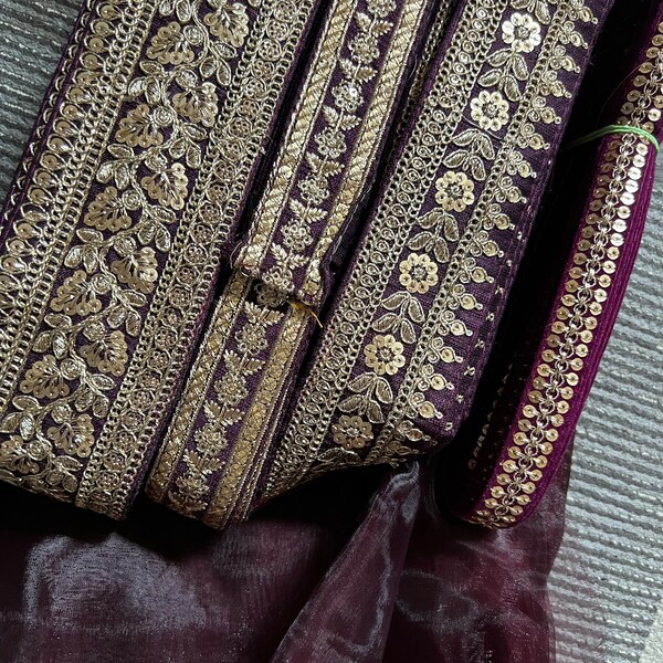 9.5 Yard Bottle Green Indian Zari Sequin Embellished Embroidered Fabric ...