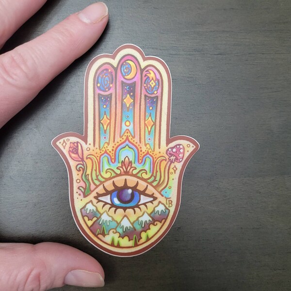 HAMSA HAND // Weatherproof Outdoor Sticker // Vinyl 4" - Nature ...