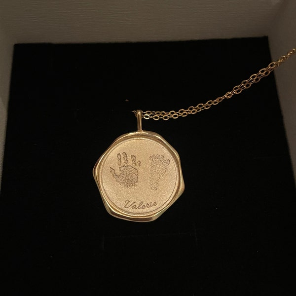 Actual Hand Print Footprint Print Necklace, Personalized Baby Handprint ...