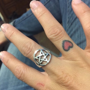 Pentacle Ring Sterling Silver Pentagram Ring 925 Star Ring | Etsy