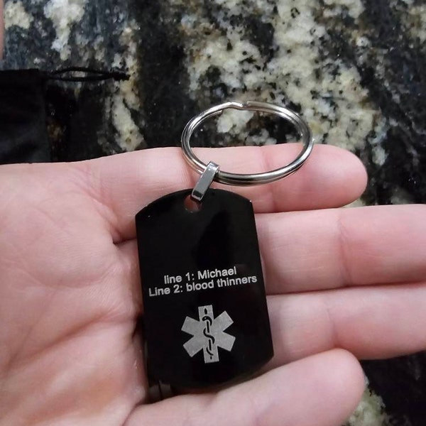 Custom Medical Alert Keychain for Men Women, Personalizded Engraved ...