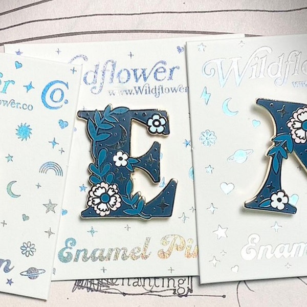 Botanical Letter Enamel Pin Personalize With Your Initial or Monogram ...