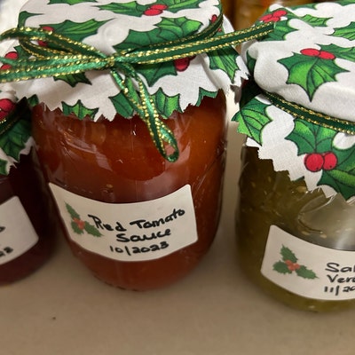 100 X Fabric Jam Jar Tops Wedding Jam Covers 3 Sizes Avalible Twine ...