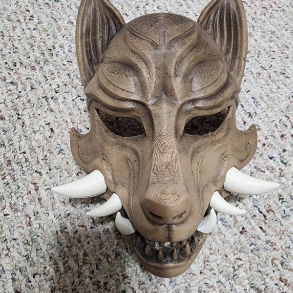 Japanese Fanged Kitsune Oni Demon Mask 3D Printed Samurai Mask - Etsy