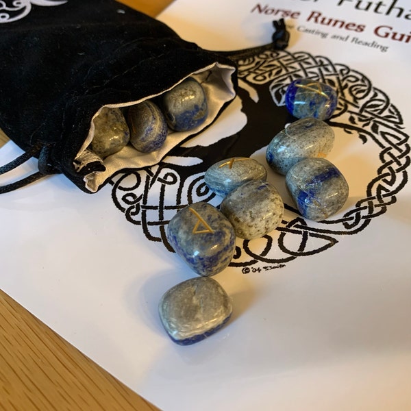 Rune Stones Gift Set Includes 21 Page Guide Book and Free Satin Lined ...