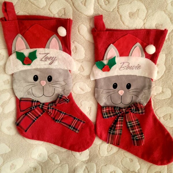 Personalized Cat Stocking, Pet Christmas Stockings, Your Cats Name Here ...