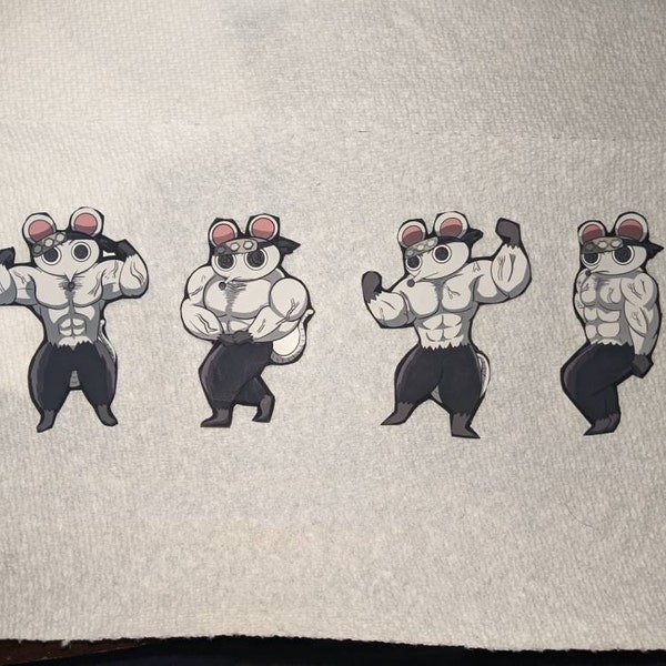 Buff Muscular Anime Mouse Rat Stickers Vampire Hunter Full Set Gym Rat ...