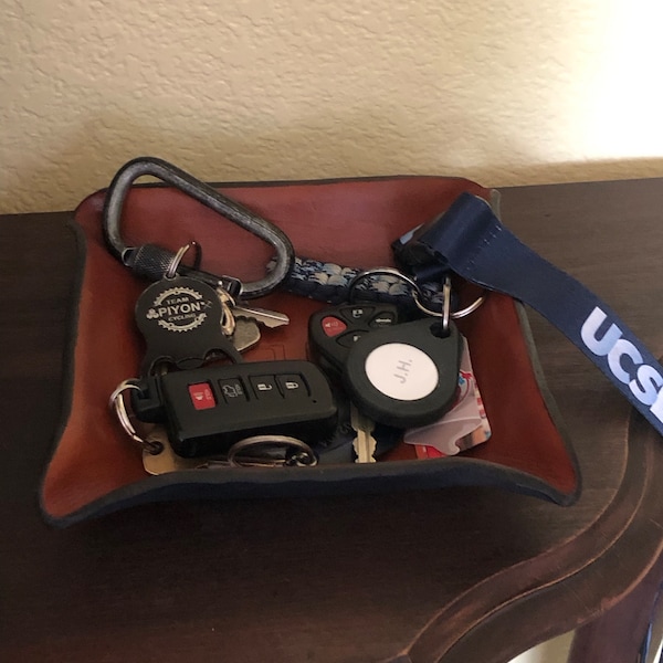 Large Handcrafted Leather Valet Tray. Paper Sized Leather Letter Tray ...