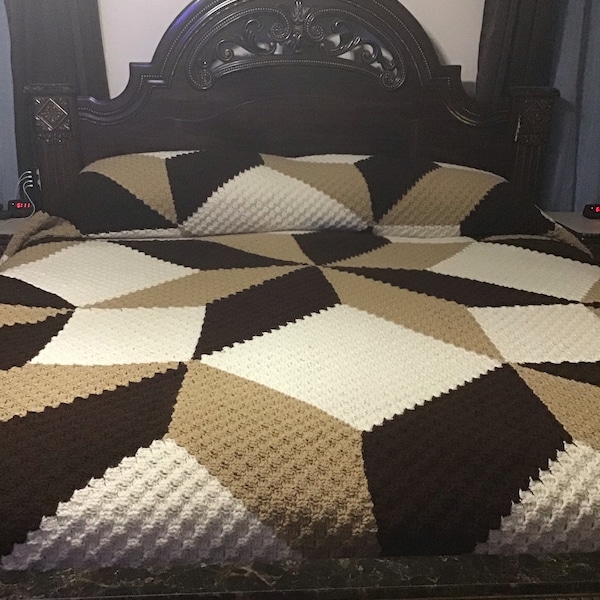 Carpenter Wheel Queen Afghan C2C Crochet Pattern, Graph and Written Row ...