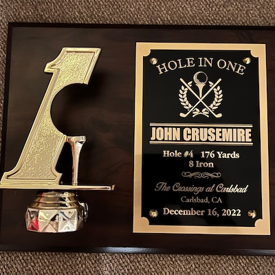 Golf Hole in One Plaque 8x10 LASER ENGRAVED Golfer Christmas Gift ...