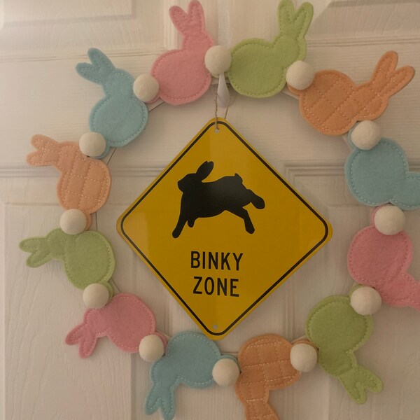 Binky Zone, Happy Bunny; Pet Rabbit Sign, Aluminum, 6", Glossy Black on ...