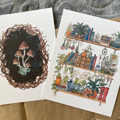 The Botanist's Shelves Postcard Watercolor Natural History Postcard ...