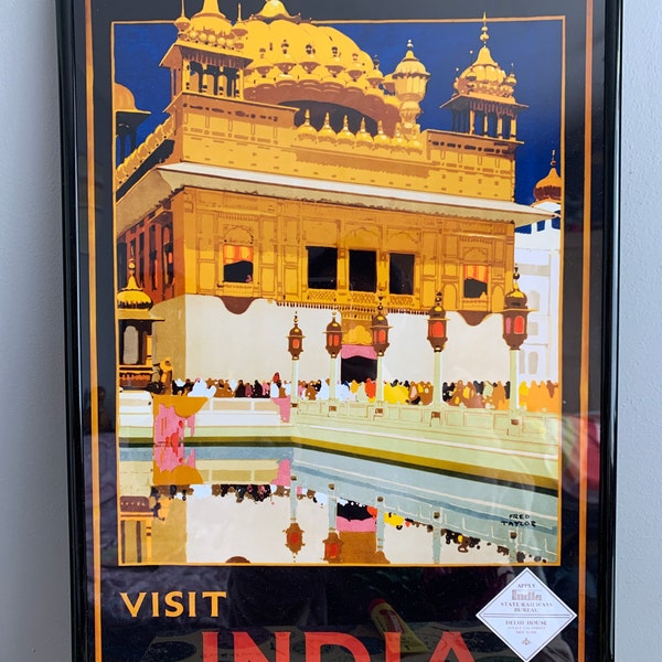 Visit India Print: Vintage Golden Temple Travel Poster - Etsy