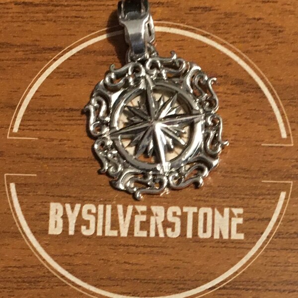 Mens Compass Necklace, Silver Mens Necklace, Small Compas Pendant ...