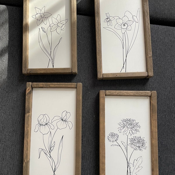 Wildflower Sign | Wildflower Line Art | Farmhouse Spring Sign ...