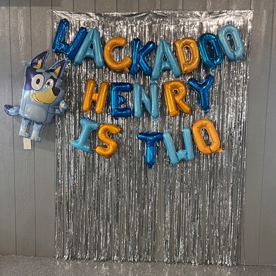 Wackadoo Custom Name is Two Bluey Balloon Banner Bluey Themed Birthday ...