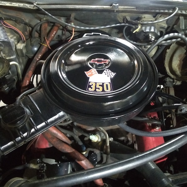 350 Flags Decal - Chrome Air Cleaner Decal - Chevy - Camaro - Chevelle ...