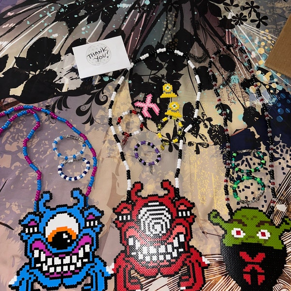 Mr. Wobble & Dark Wobble Beaded Necklaces - Etsy