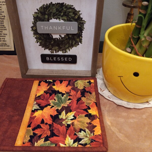 Quilted Fall Mug Rug, Autumn Leaves, Item 539 - Etsy