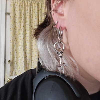 Skull Earrings Hypoallergenic Goth Grunge Punk Alt Chunky Star Y2k ...