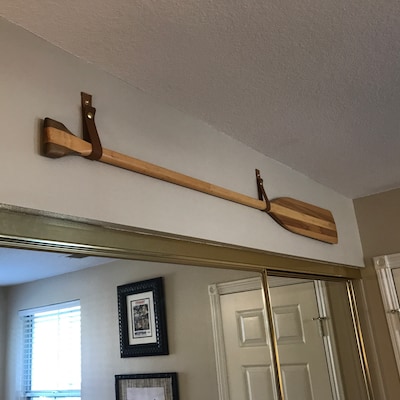 Leather Hanging Oar Wall Decor Horizontal Boat Paddle Display Strap ...
