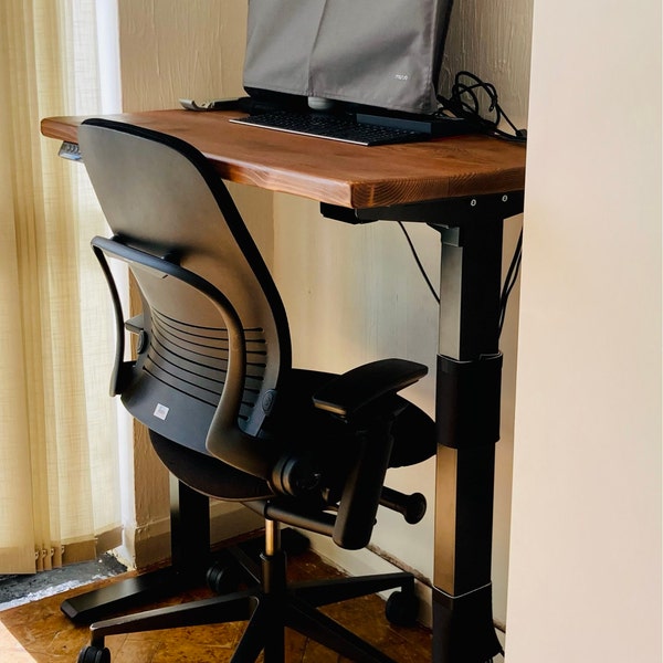 Industrial Style Height Adjustable Desk | Sit Stand Desk With Electric ...