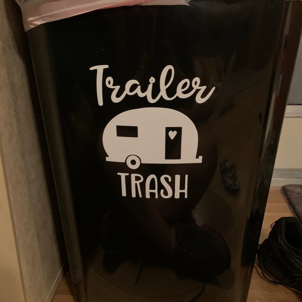 Trailer Trash Camper Decal - Retro Rv Sticker - Vinyl Trash Can Decal ...