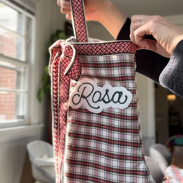Name Patch With Cursive Script Font for Christmas Stocking | Handmade ...