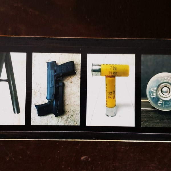 Gun Letter Art, Custom Gun Last Name Sign, Custom Gun Art Artwork, Gun ...