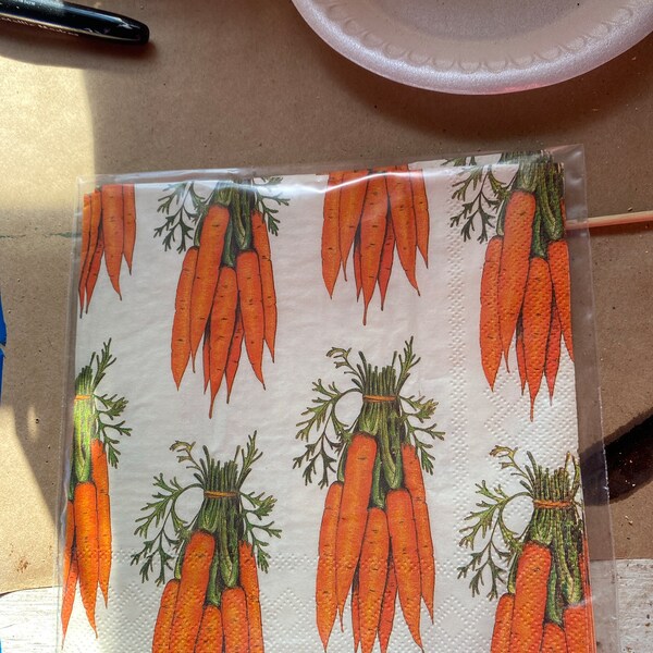 Decoupage Napkins - Carrot Paper Napkins - Set of 3 - Luncheon Size - Etsy