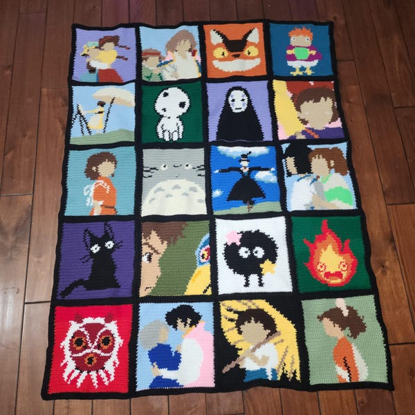 Anime Crochet Blanket Pattern PDF Anime Movie Patchwork - Etsy