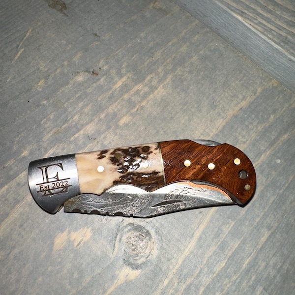 COPPER DAMASCUS HANDMADE Folding Knife, Copper Pocket Knife Ram Horn ...