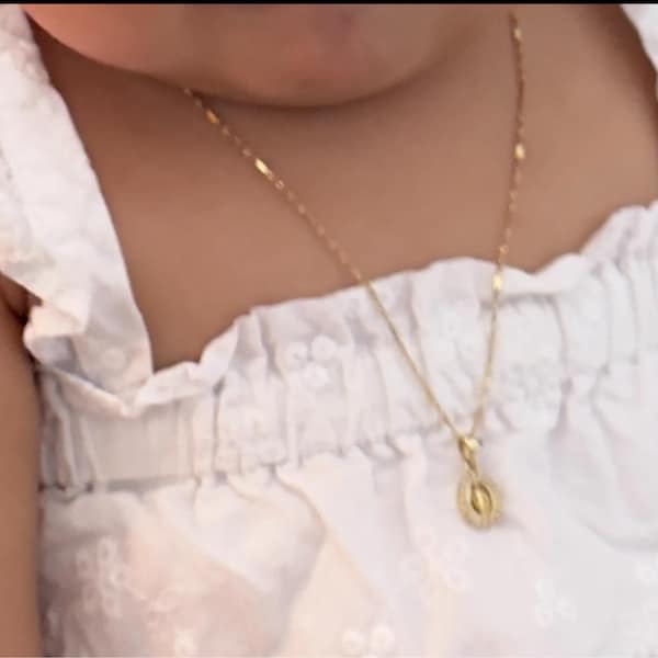 14K Solid Gold Scapular Pendant Necklace | Yellow Gold Scapular ...