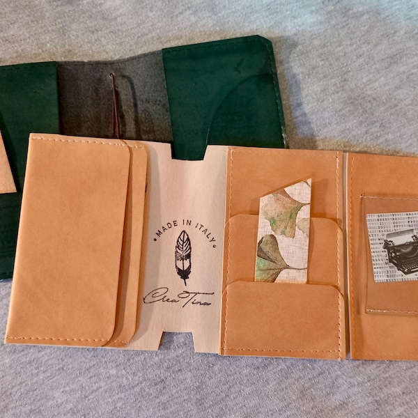 Travel Notebook Wallet Insert, Additional Zip Pockets for Colorful Faux ...