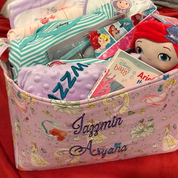 Princess Mermaid Storage Basket, Fabric Organizer Bin, Girls Room Decor ...
