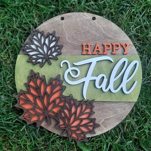 Happy Fall Maple Leaves Sign, Digital Download, SVG Laser Cut File ...