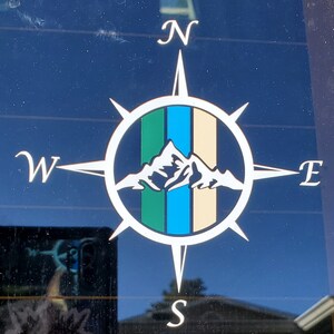 Many Colors & Sizes Compass Retro Racing Stripes Rainbow Vinyl Die Cut ...