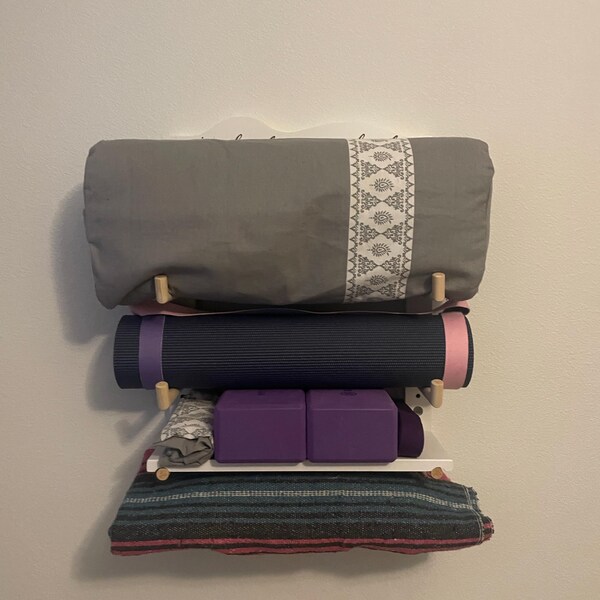 Fully Adjustable Yoga Mat Holder Shelf Home Gym Wall Organizer; Home ...