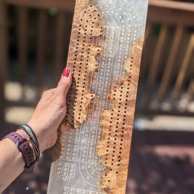 Premium Handmade Cribbage Board Made From Maple Burl and Pistachio ...