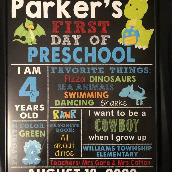 Dinosaur First Day of School Printable Sign, Boy Back to School ...