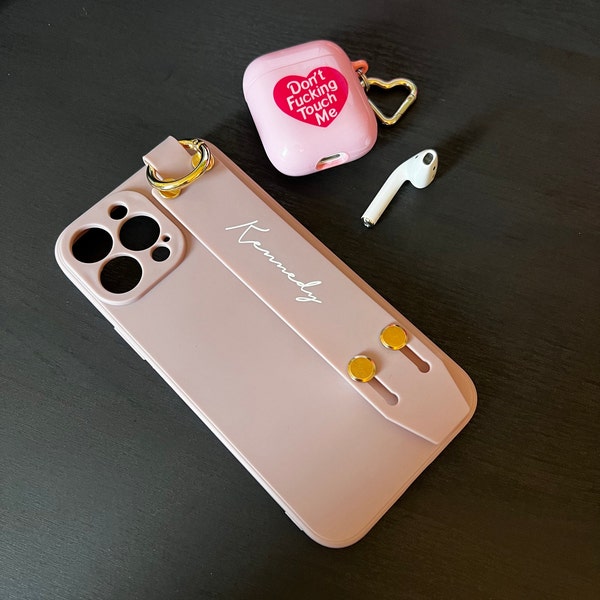 Custom Name Phone Case,personalized Wrist Strap Soft Phone Case, Name ...