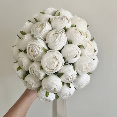 Off White Peony Bouquet, Wedding Bouquet, Bridal Bridesmaids Bouquets ...