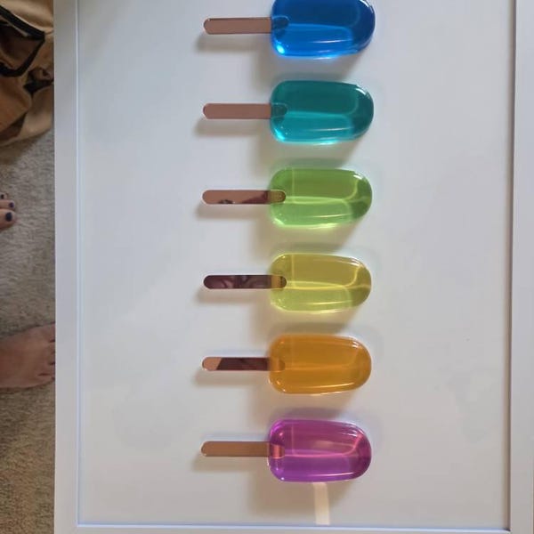Large Rainbow Popsicle Resin Wall Art: Handmade Pop Art Decor (12x24 ...