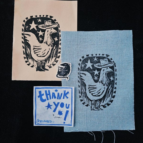 Handmade Linen Linocut Animal Patches Beetle Patch Rat Patch Opossum ...