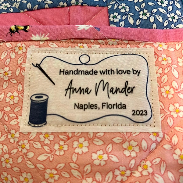 Set of 12 Sewing Labels, Iron on or Sew on Quilt Tags, Personalized ...