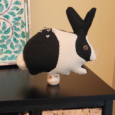 Folk Art Rabbit, Vintage Rabbit, Rabbit on Spool, Primitive Bunny ...