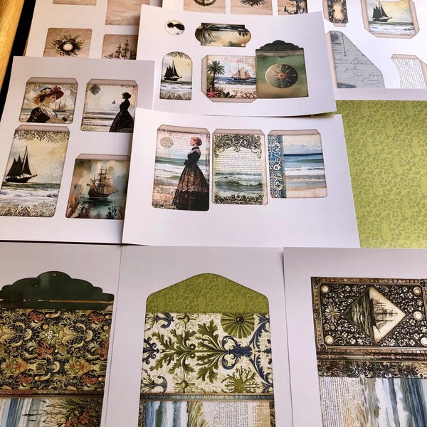 Regency Era Junk Journal Pages 6 Digital Scrapbook Papers 11 X 8.5" Art ...