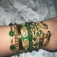 Vintage Austro Green Glass Jade Bracelet Silver Gold Stainless Steel - Etsy